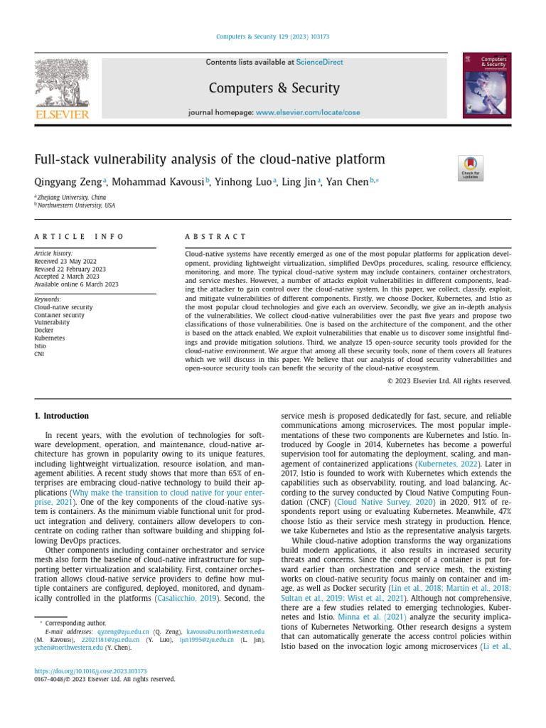 Full-Stack Vulnerability Analysis of The Cloud-Native Platform | PDF ...