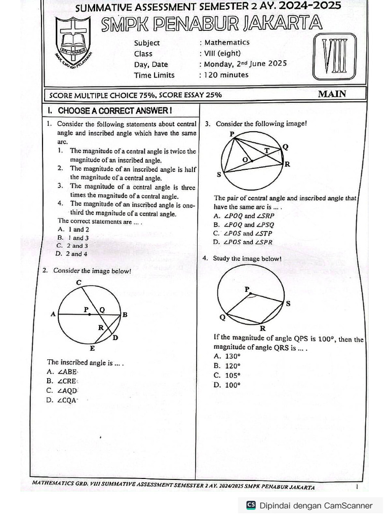 Math Assessment Grade 8 PAT US | PDF