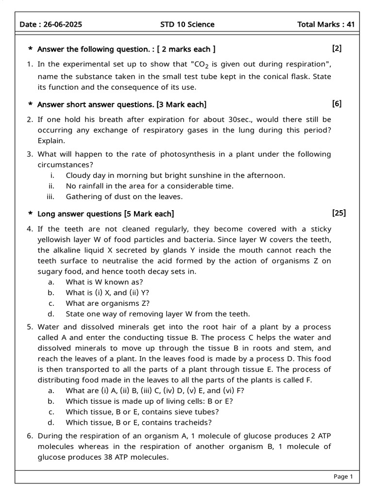 Practice Worksheet of Nutrition and Respiration | PDF | Cellular ...