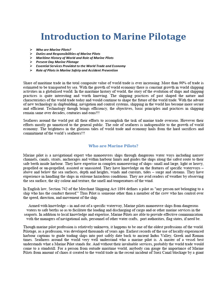 Theory and Practices of Marine Pilotage Introduction | PDF | Maritime ...