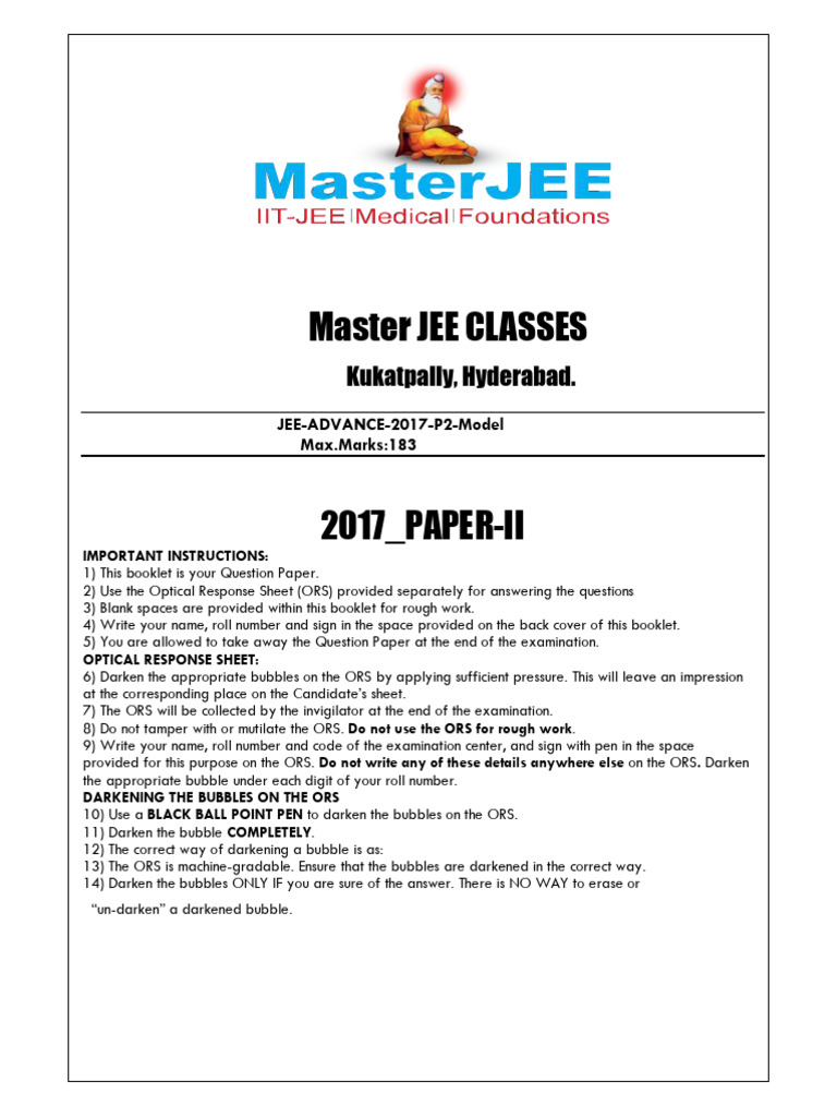 JEE Advanced 2017 Paper II Model | PDF