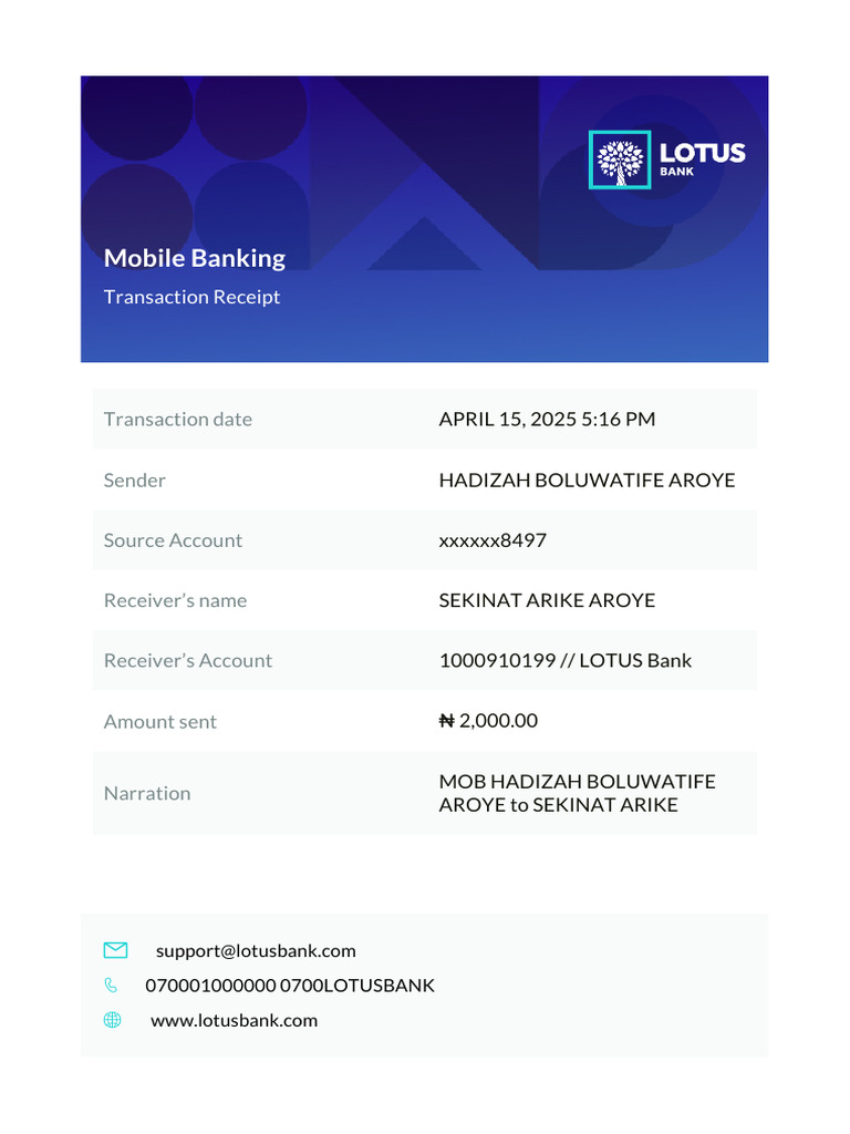 Lotus Bank - Transaction Receipt-2 | PDF