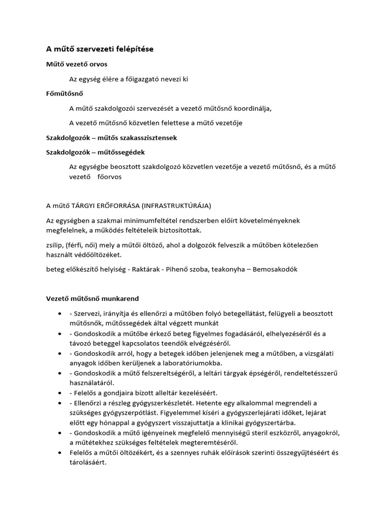 A Műtő Szervezeti Felépítése, Műtői Munkarend - 1623431382 - 1748067415 ...