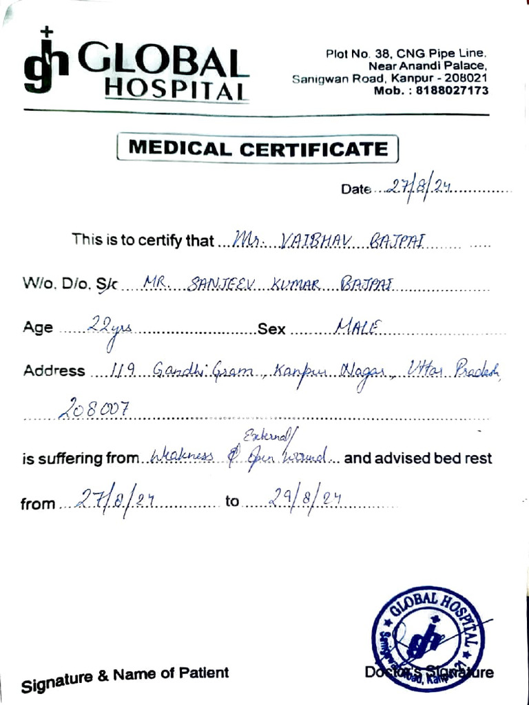 Medical Report Vaibhav | PDF