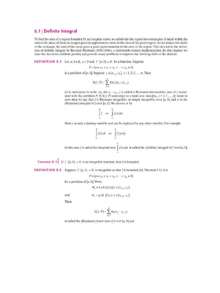 Definite Integral and Differential Equations Theory | PDF