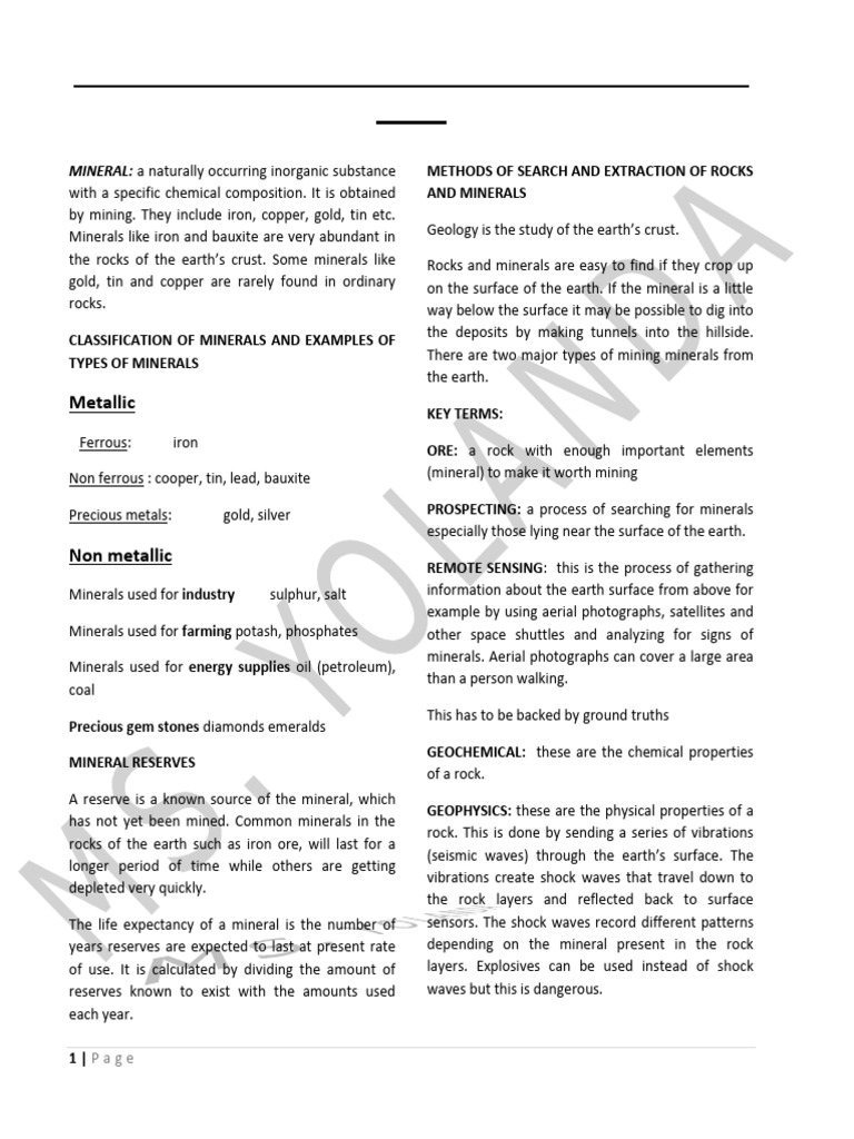 Unit 1.2 Extraction of Rocks and Minerals | PDF | Mining | Surface Mining