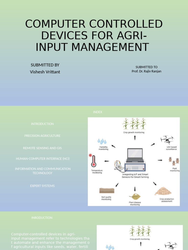 Computer Controlled Devices For Agri-Input Management | PDF ...