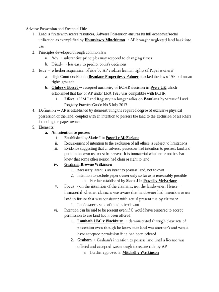 Adverse Possession: Legal Principles & Impacts | PDF | Adverse ...