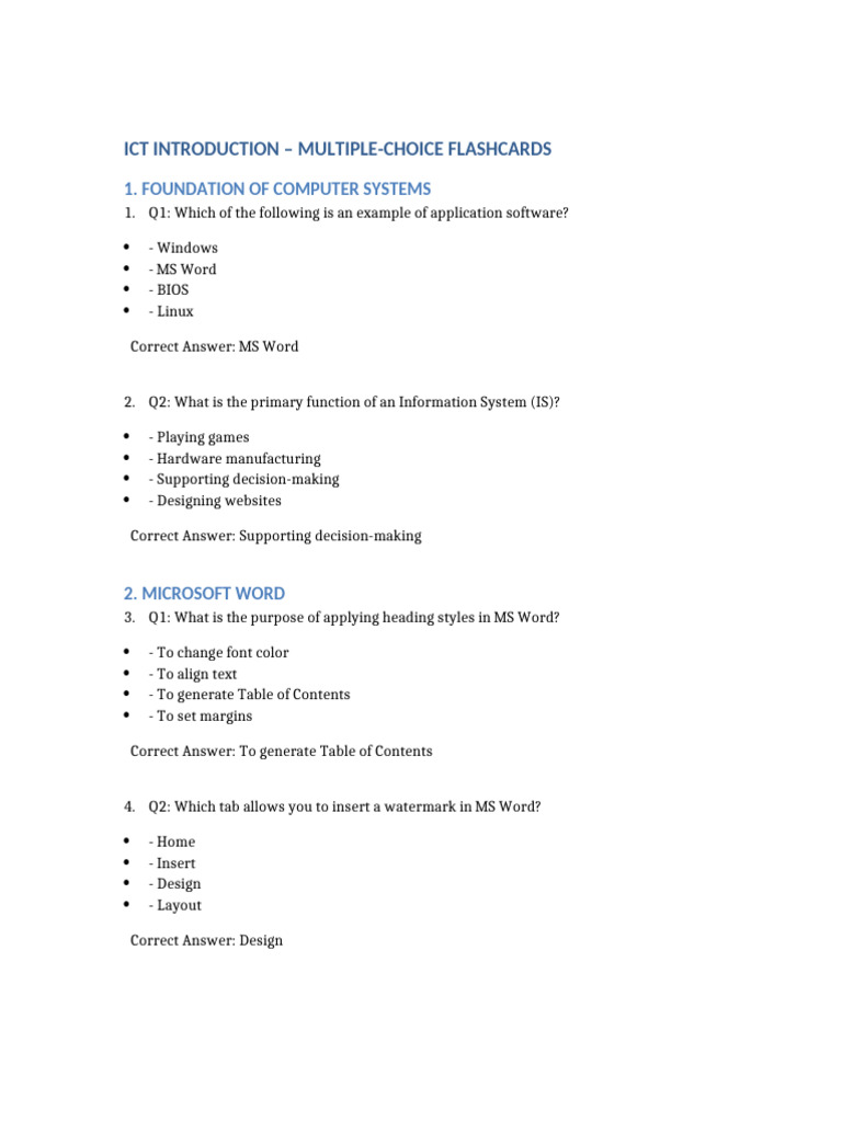 ICT Multiple Choice Flashcards en | PDF