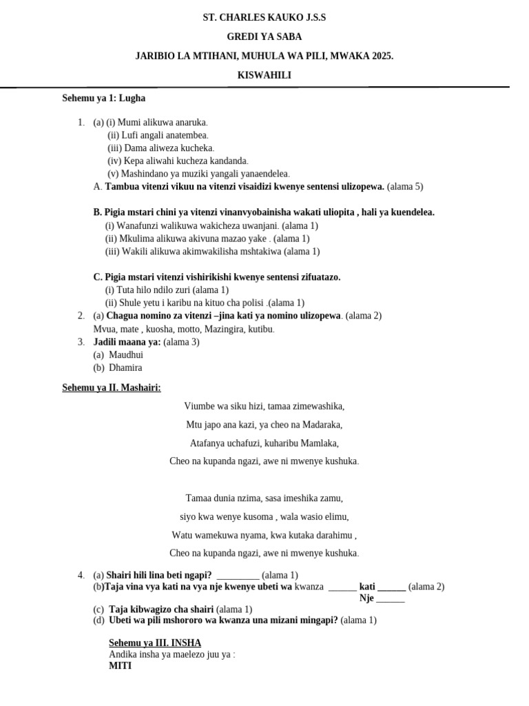Grade 7 kisSCHEMES OF WORK AND ASSESMENT BOOKS | PDF