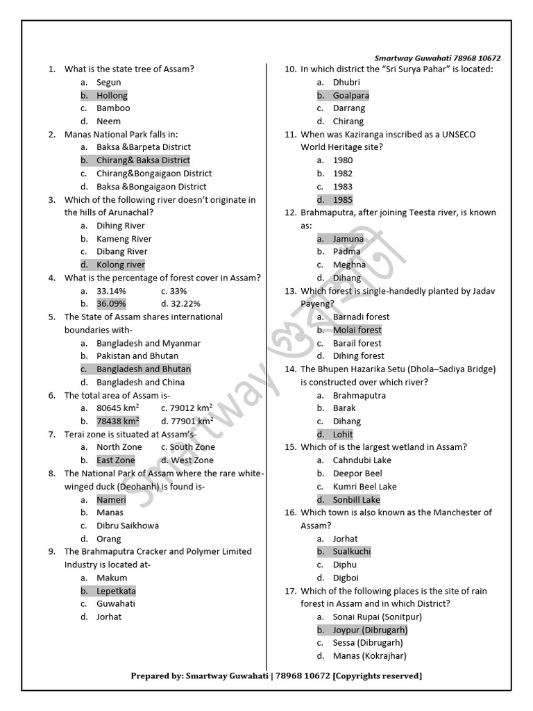 Assam Geography & Current Affairs 2024 | PDF