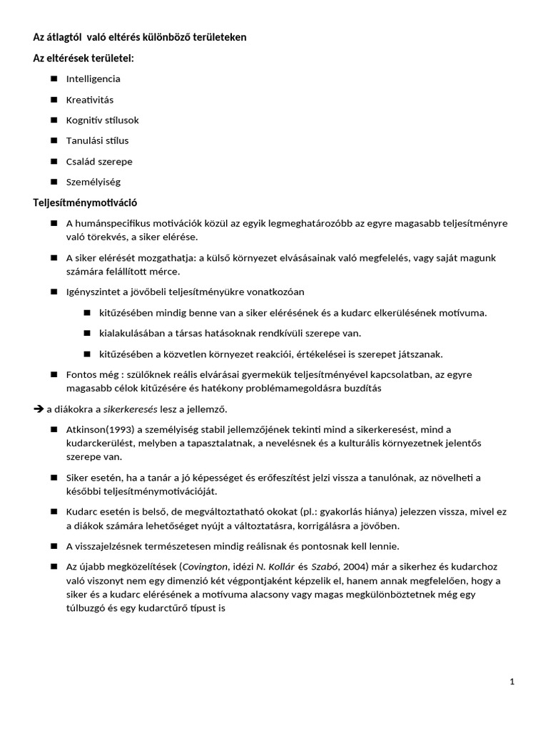 Az Átlagtól Való Eltérés Különböző Területeken | PDF