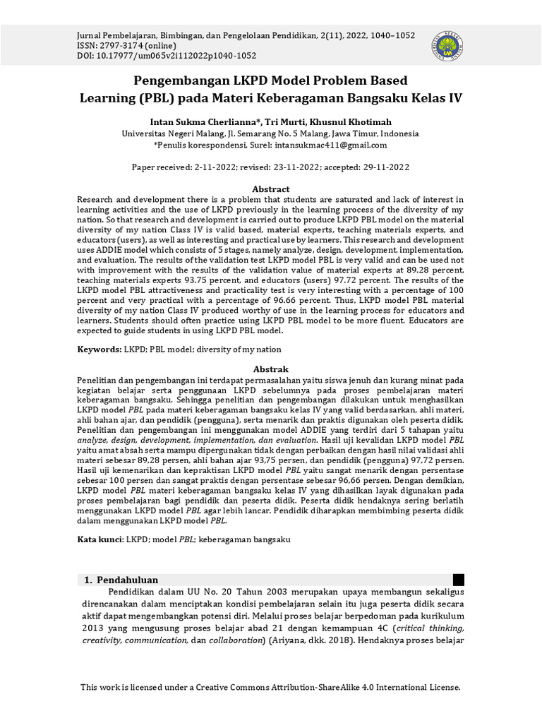 Pengembangan LKPD Model Problem Based Learning PBL | PDF