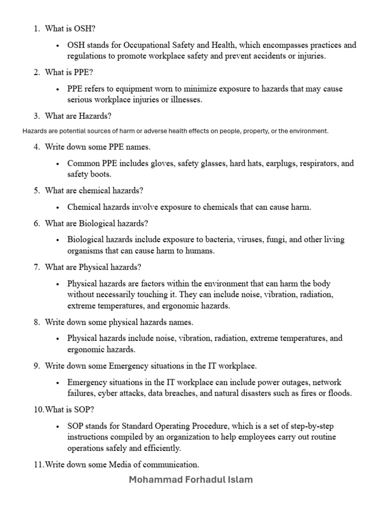 Occupational Safety and IT Essentials Guide | PDF | Solid State Drive ...