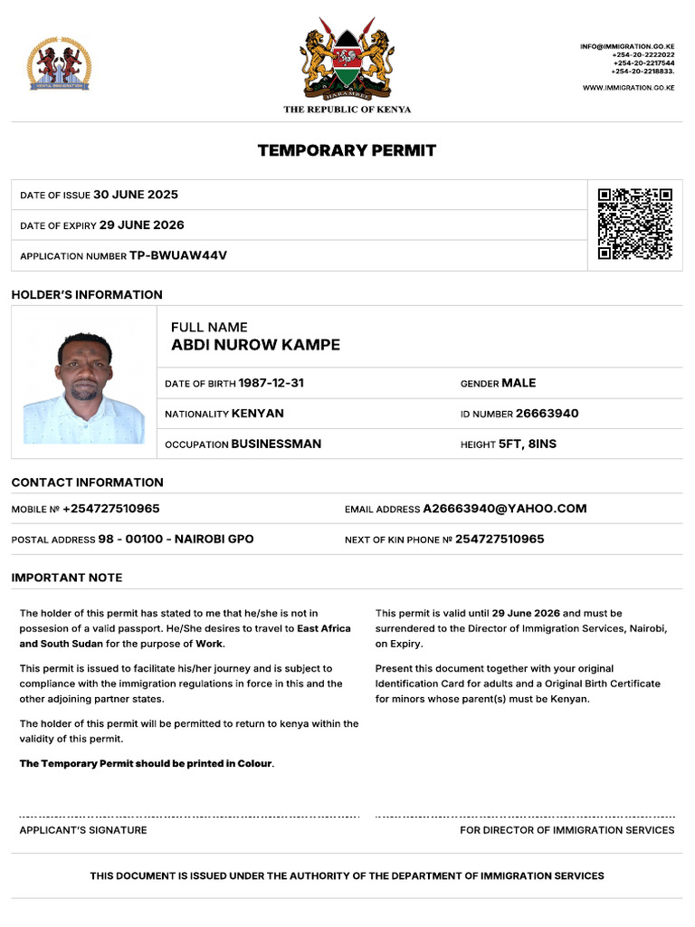 TP Bwuaw44v Temporary Permit | PDF