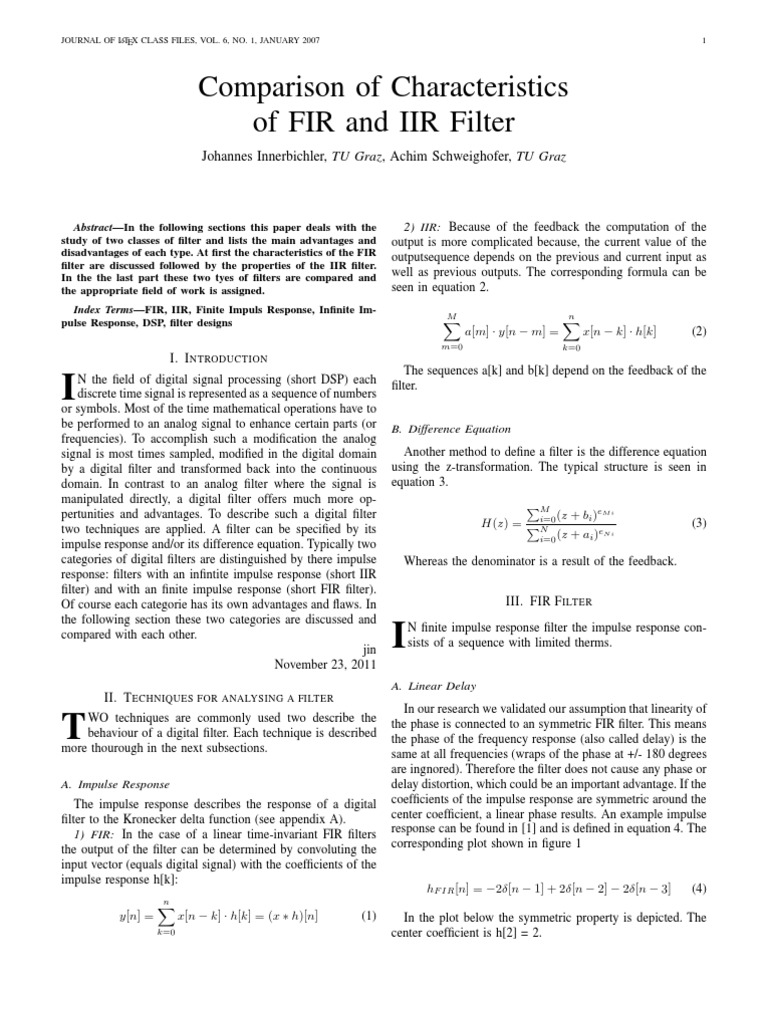 Comparison of Characteristicsof FIR and IIR Filter | PDF | Digital ...