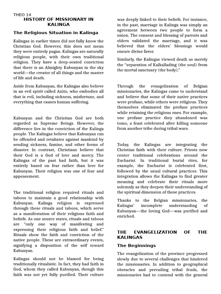 Christianity's Influence on Kalinga Beliefs | PDF | Christian Mission ...
