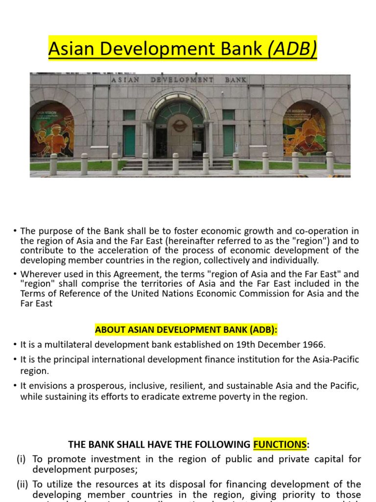 Functions and Purpose of ADB | PDF | Asian Development Bank | Economies