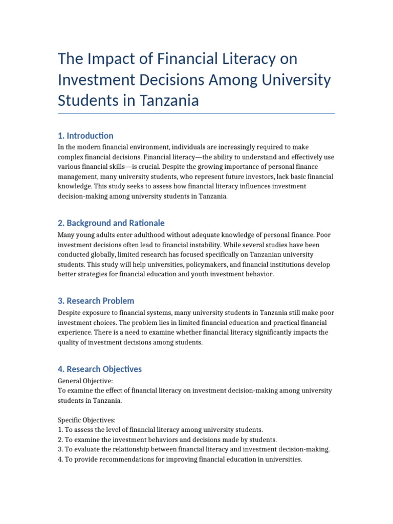 Financial Literacy's Impact on Investments | PDF | Financial Literacy ...