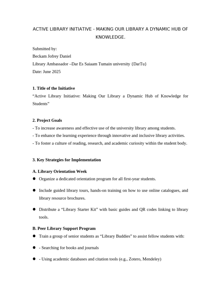 Active Library Initiative Proposal | PDF | Libraries | Human Communication
