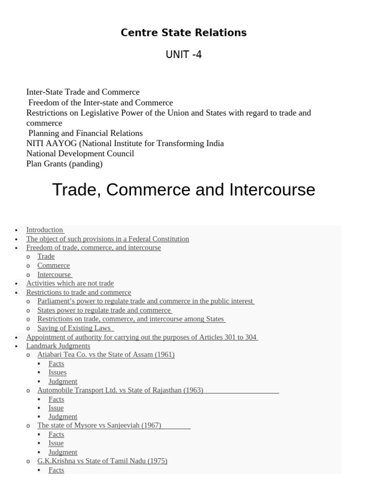 Inter-State Trade and Commerce in India | PDF | Economies | Government
