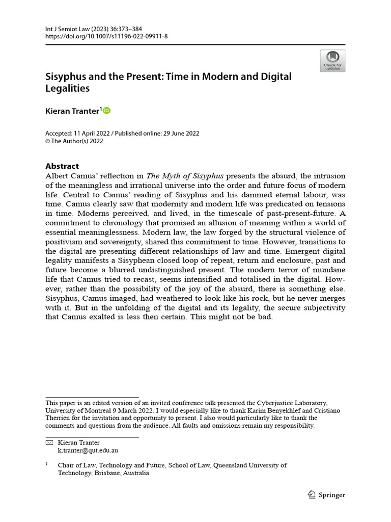 Sisyphus and Digital Legalities Explored | PDF