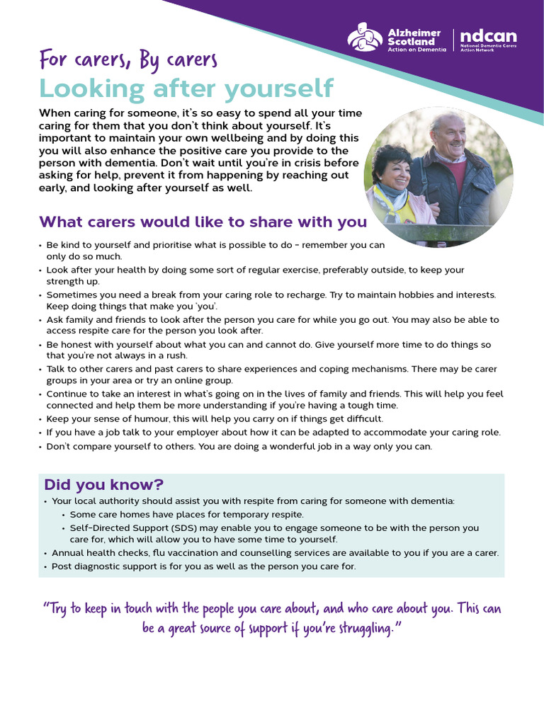 For Carers by Carers Looking After Yourself WEB 0 | PDF | Caregiver ...