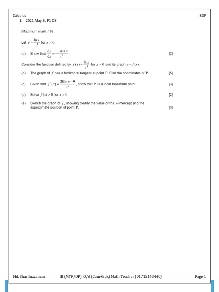 Ibdp Rws Calculus | PDF