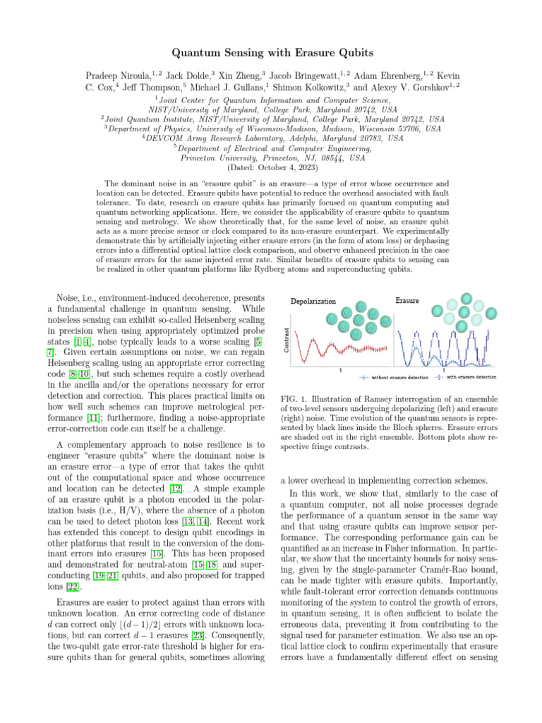 Enhancing Quantum Sensing with Erasure Qubits | PDF | Quantum Computing ...