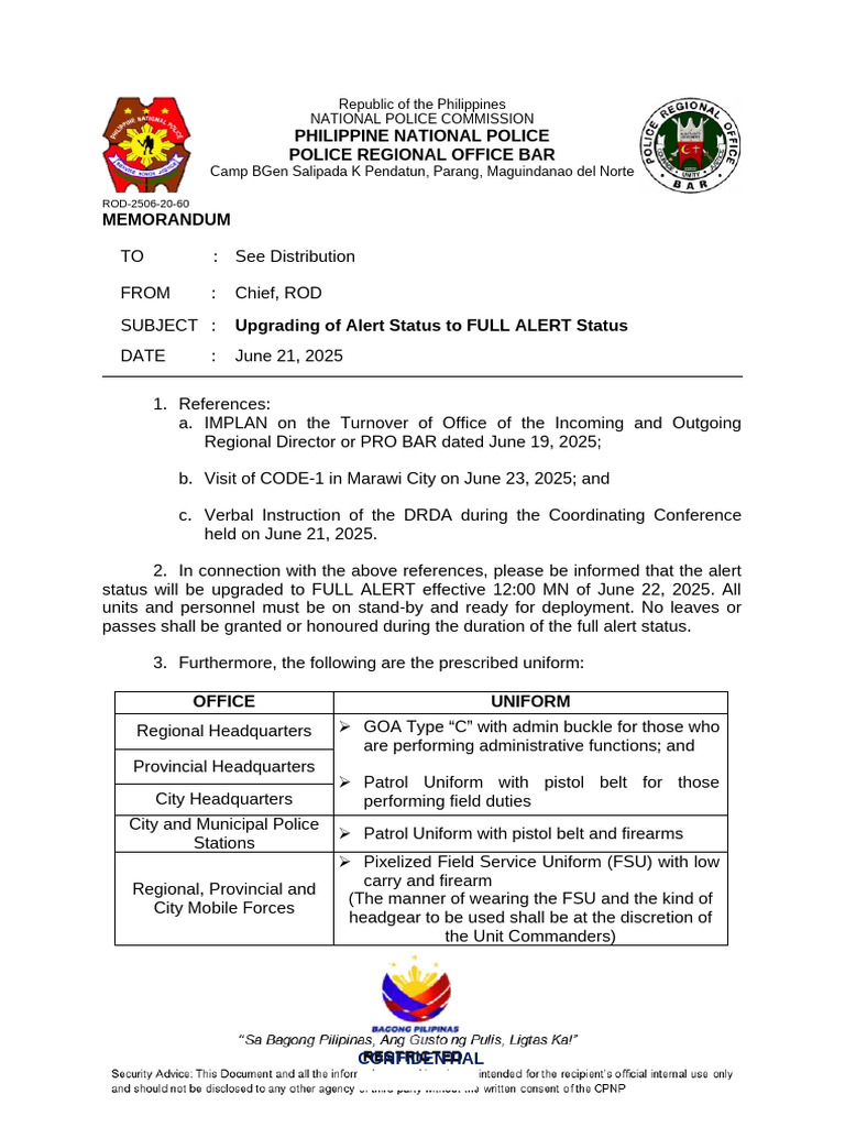 Upgrading of Alert Status To FULL ALERT Status | PDF