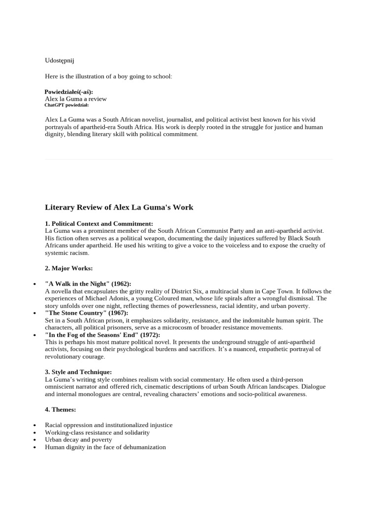 Alex La Guma A Review | PDF | Apartheid | South Africa