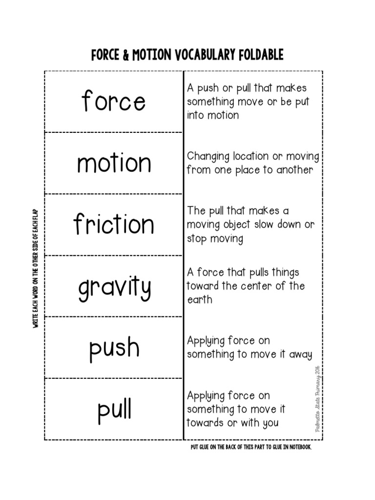 Force Motion Friction Gravity Push Pull | PDF