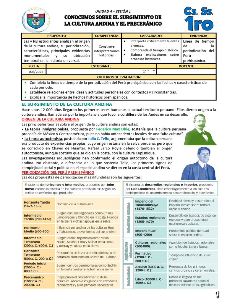 Ficha de Trabajo U4 S1 CS SS 1ro JGHG 2025 | PDF