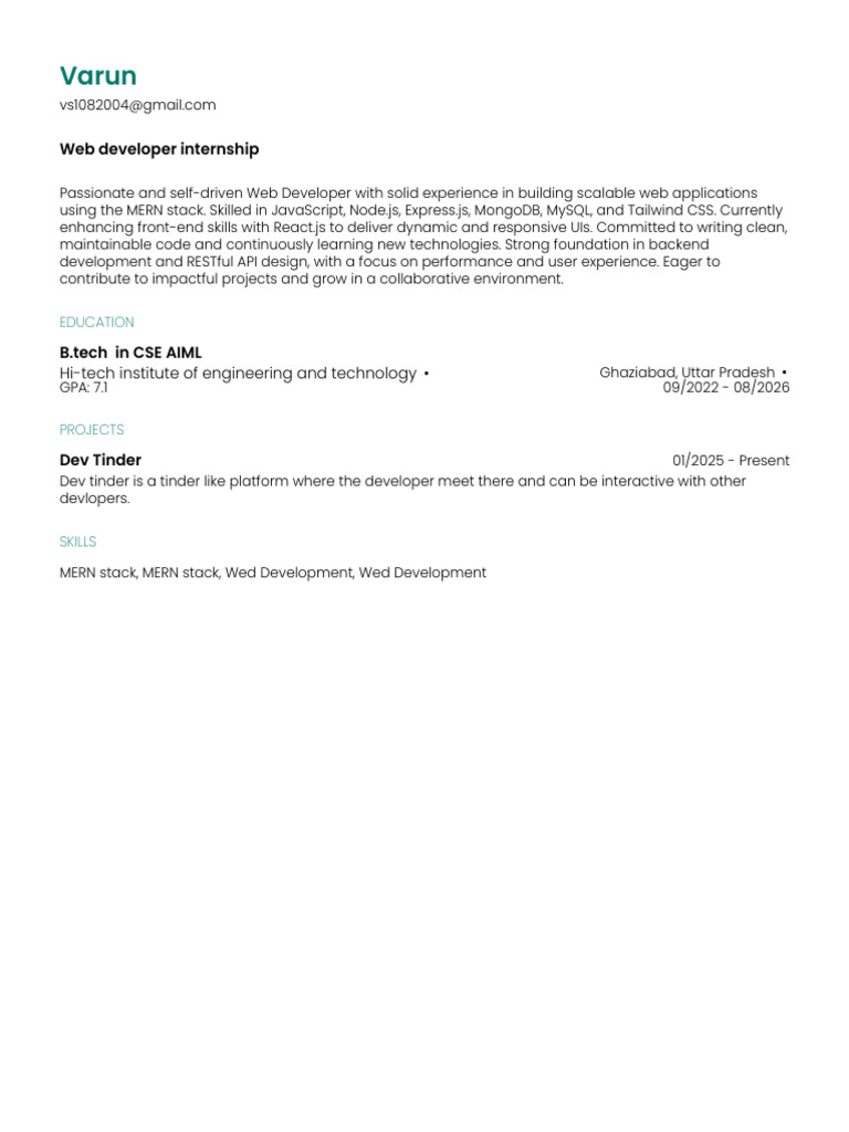 Varun Resume | PDF