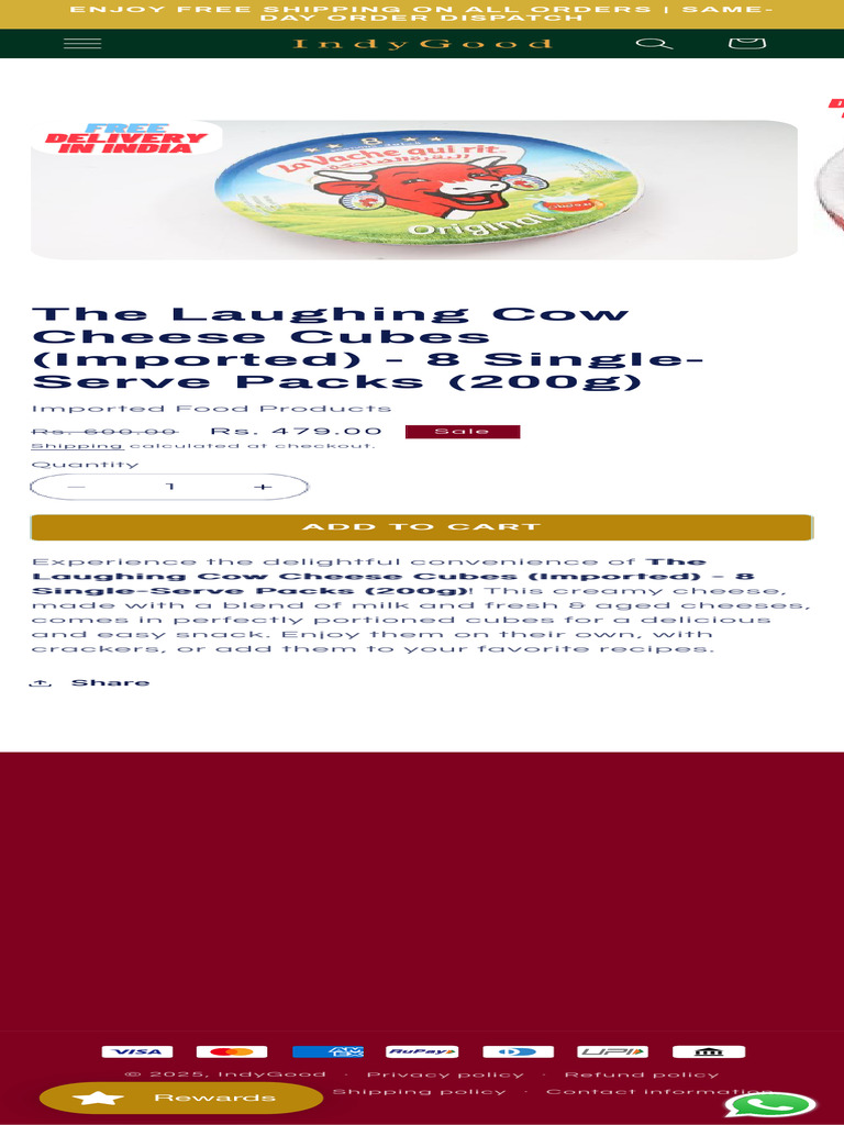 The Laughing Cow Cheese Cubes (Imported) - 200g Easy Snacking ...