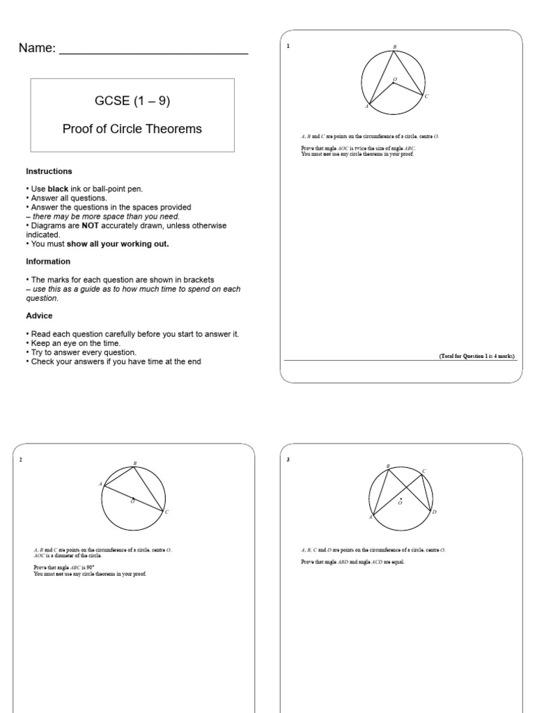 Circle Theorem Proofs for GCSE | PDF | Circle | Angle