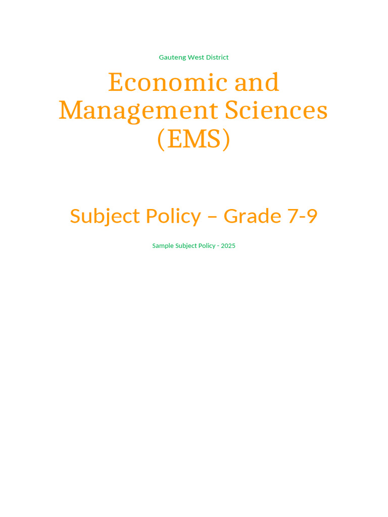 EMS Subject Policy 2025 | PDF | Educational Assessment | Teachers