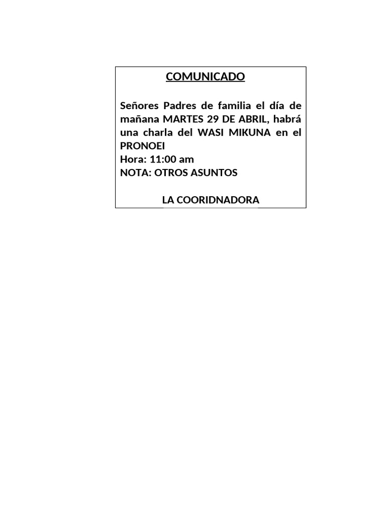 Comunicado 3 Pronoei | PDF