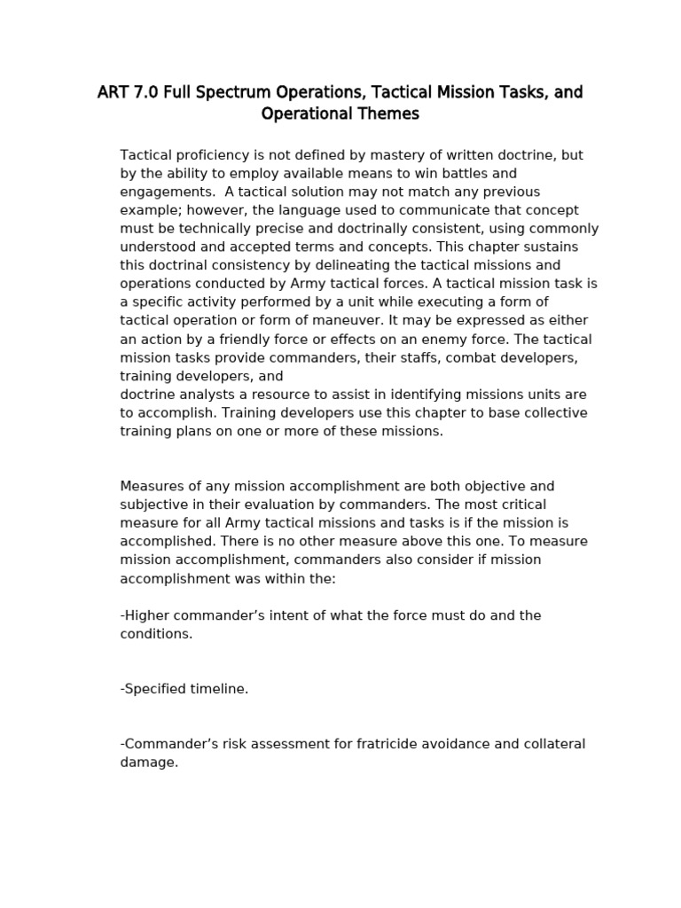 Tactical Mission Tasks for Army Operations | PDF | Brigade | Battalion