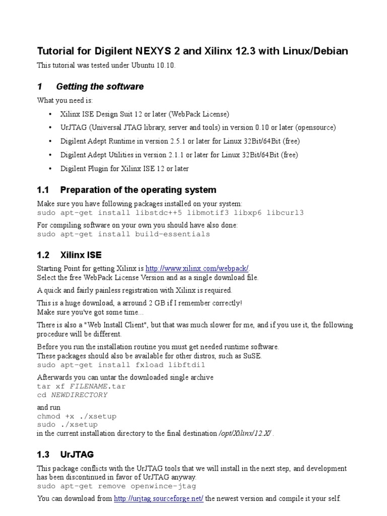 Linux FPGA Setup for Nexys 2 Users | PDF | Advanced Packaging Tool | Linux