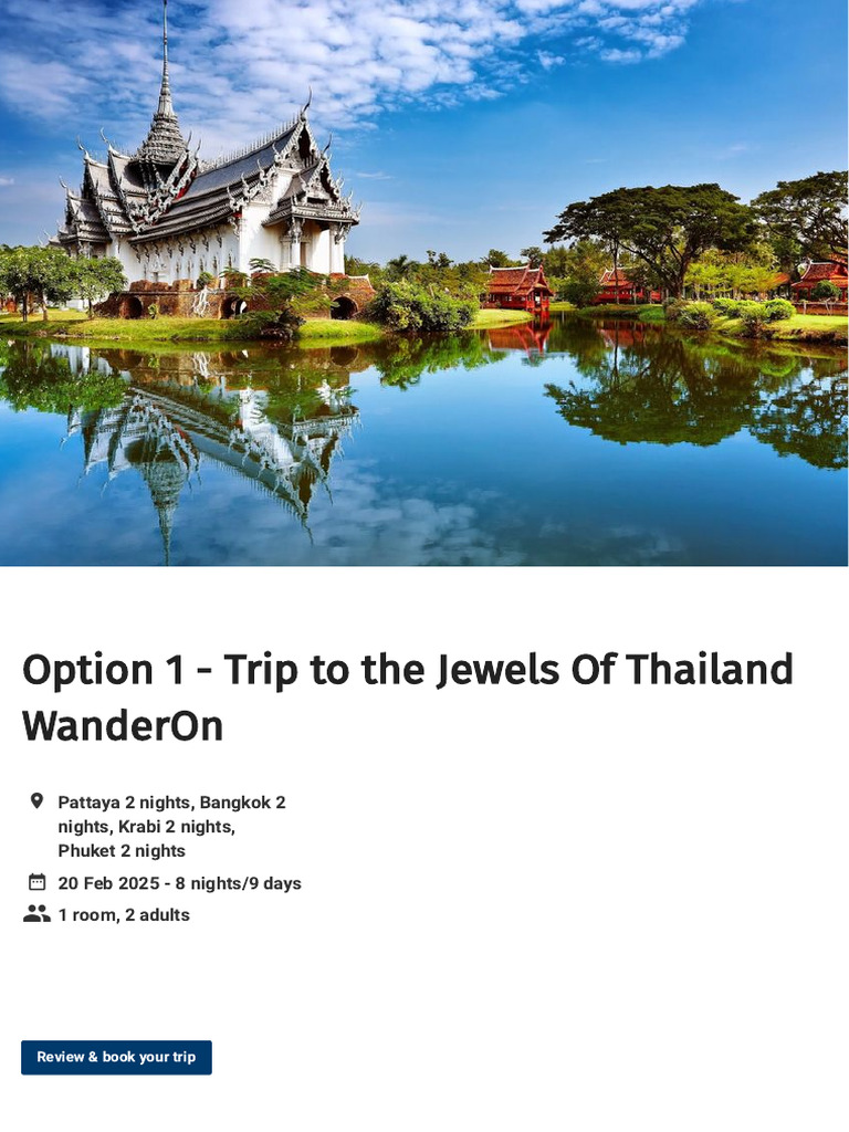 Option 1 - Trip To The Jewels of Thailand WanderOn | PDF | Pattaya ...