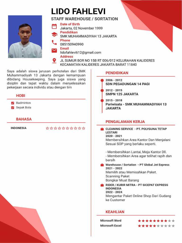 CV LIDO FAHLEVI 2024 - Digabungkan | PDF