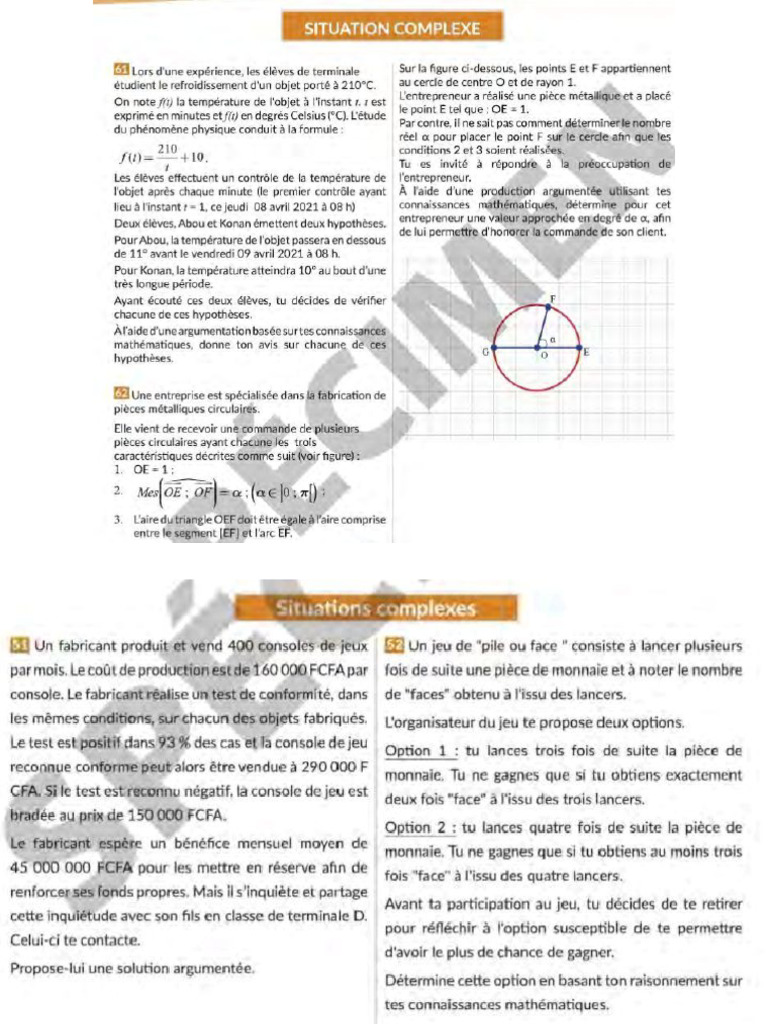 Situation Complexe Maths | PDF