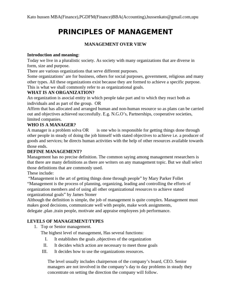 Principles of Management Overview | PDF | Business