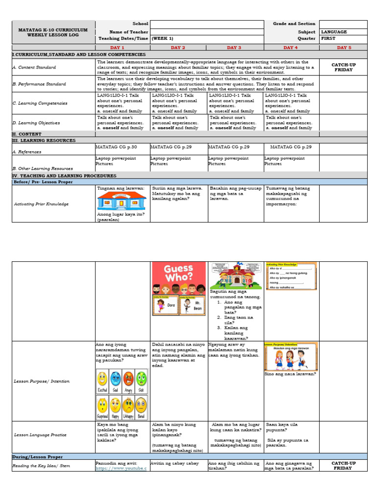 Grade 1 Language w1 | PDF