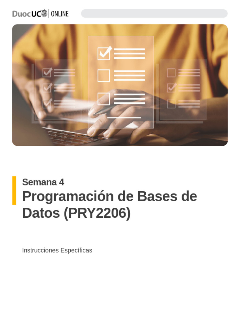 PRY2206 Exp2 S4 Instrucciones Específicas | PDF | SQL | Pl / Sql