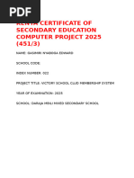 KCSE Computer Studies 2025 Project Outline | PDF
