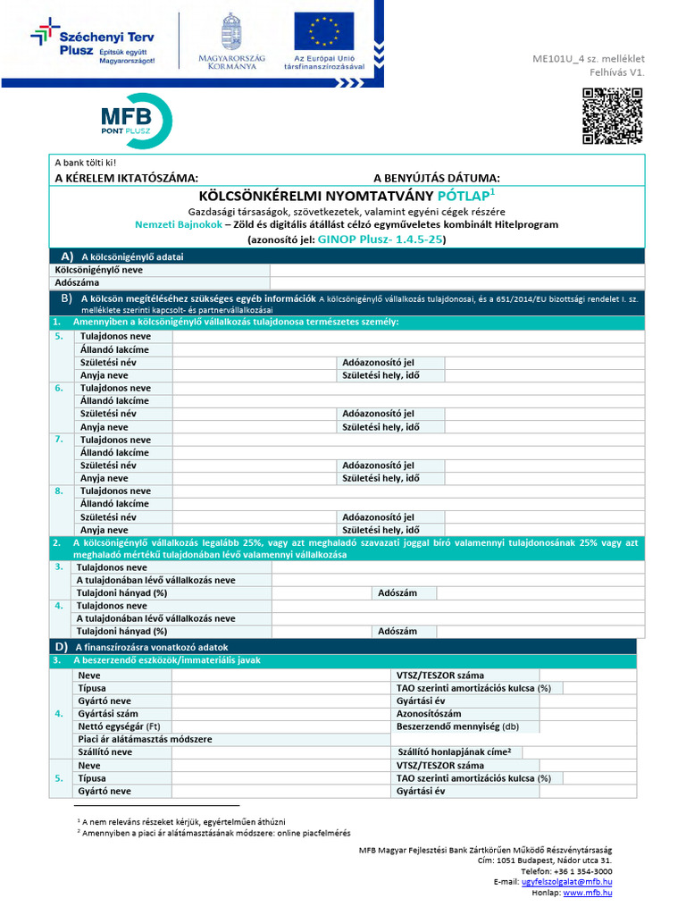 Ginop Plusz 145 25 Me101u 4 Kolcsonkerelmi Nyomtatvany Potlap Felhivas ...
