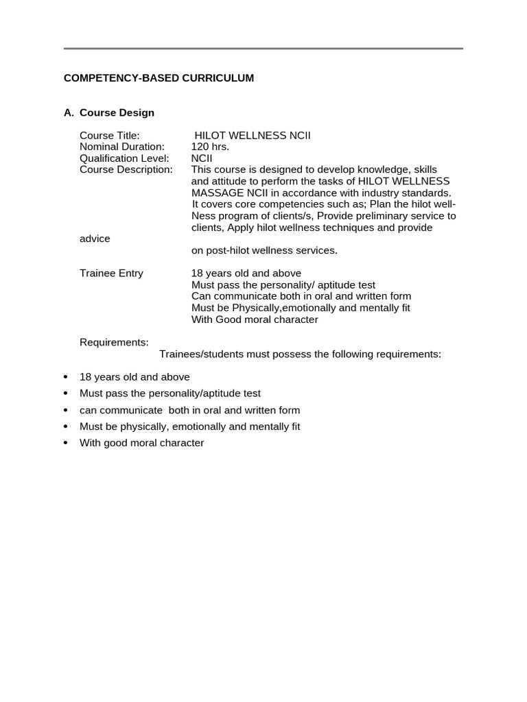 CBC Hilot Wellness Massage NC2 | PDF | Methodology | First Aid