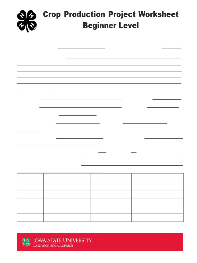 Crop Production Project Worksheet | PDF | Agriculture | Crops